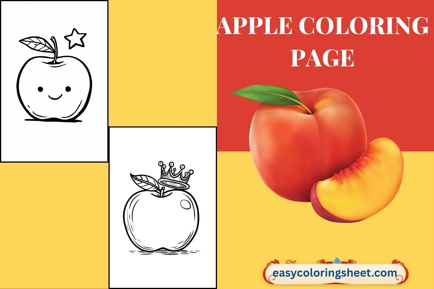 Apple Coloring Page for Kids, Cute and Fun Printable Designs ...