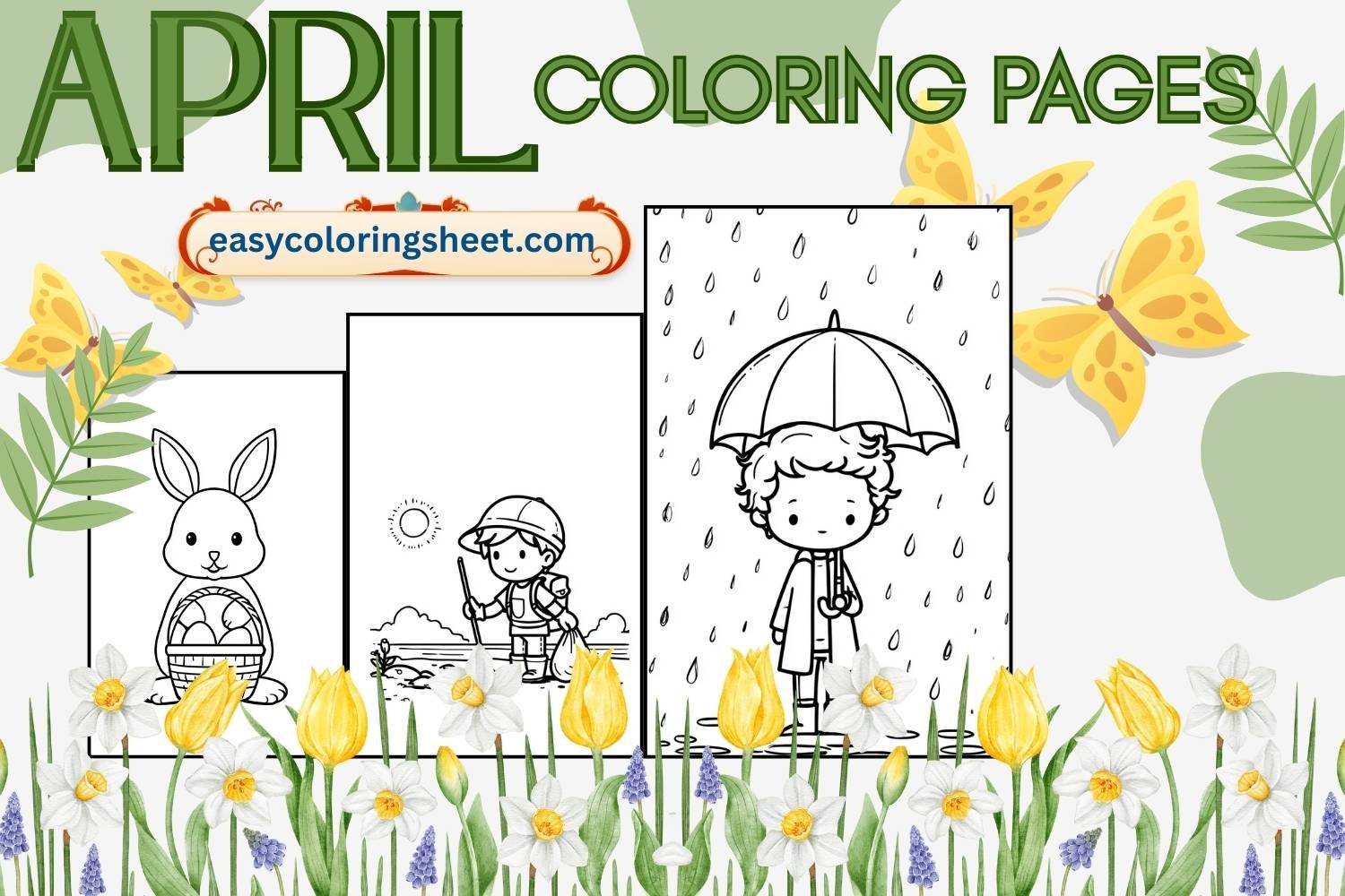 April Coloring Pages for Kids, Fun Spring, Earth Day, and Easter ...