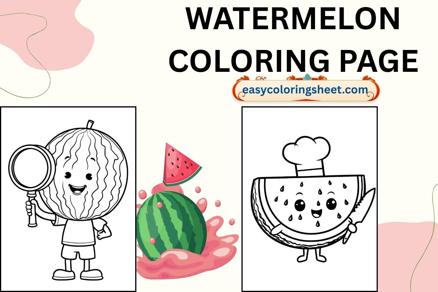 Watermelon Coloring Page, Cute and Fun Pages for Kids - easycoloringsheet